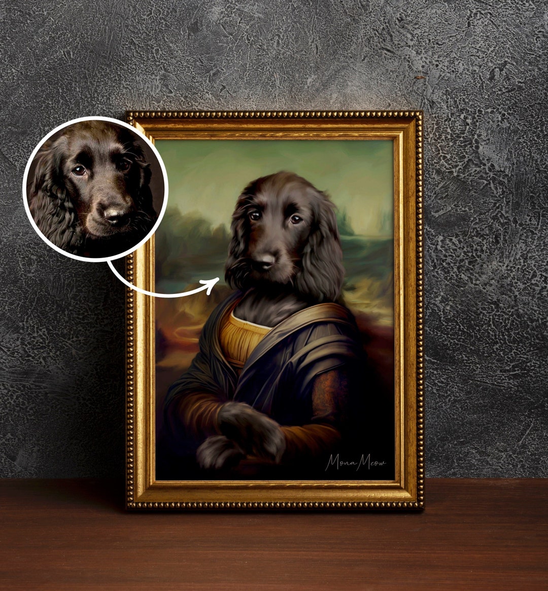 Mona Lisa Pet Portrait Pet Portrait Royal, Renaissance Animal Painting ...