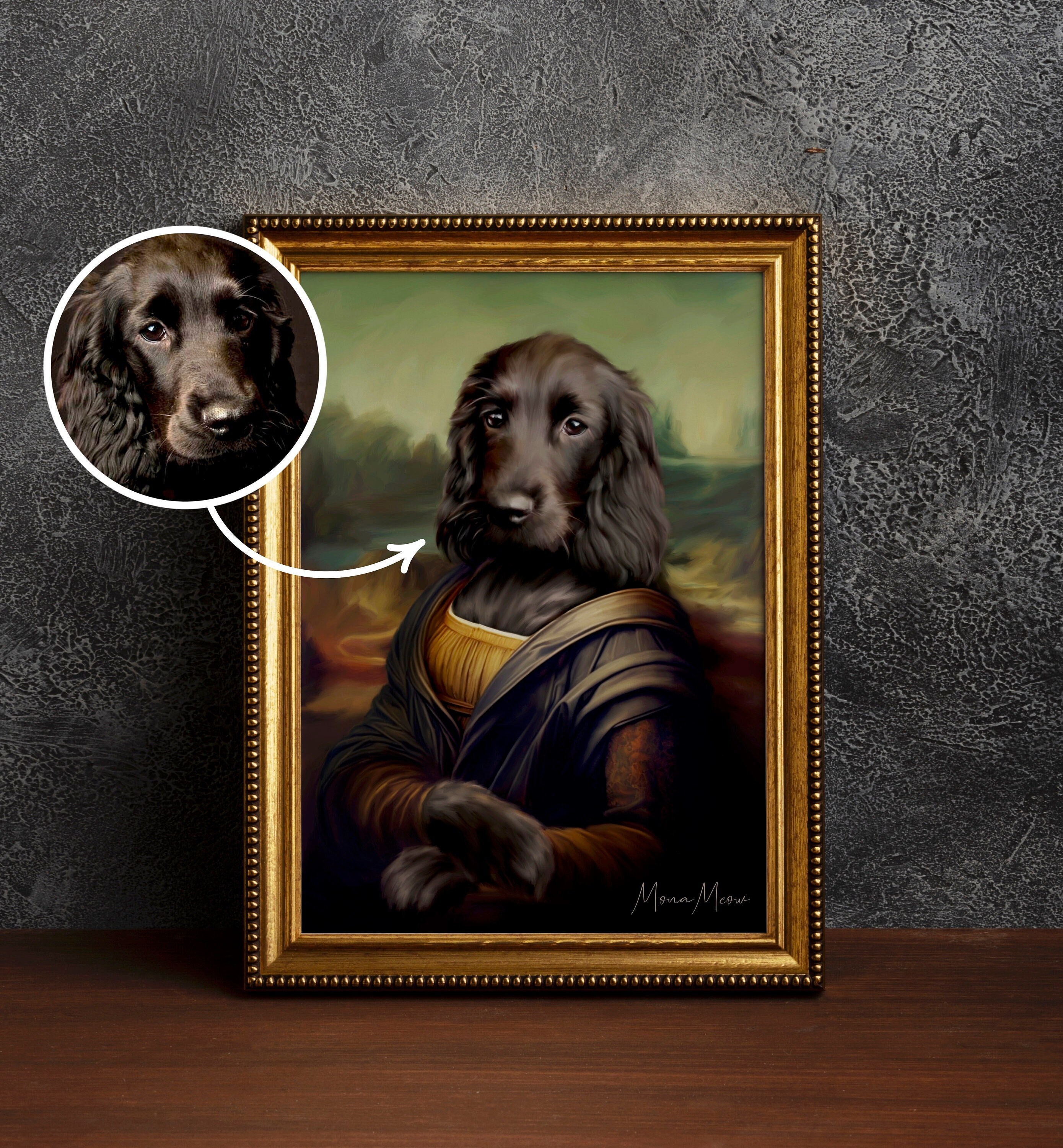 Mona Lisa Pet Portrait Pet Portrait Royal, Renaissance Animal Painting ...