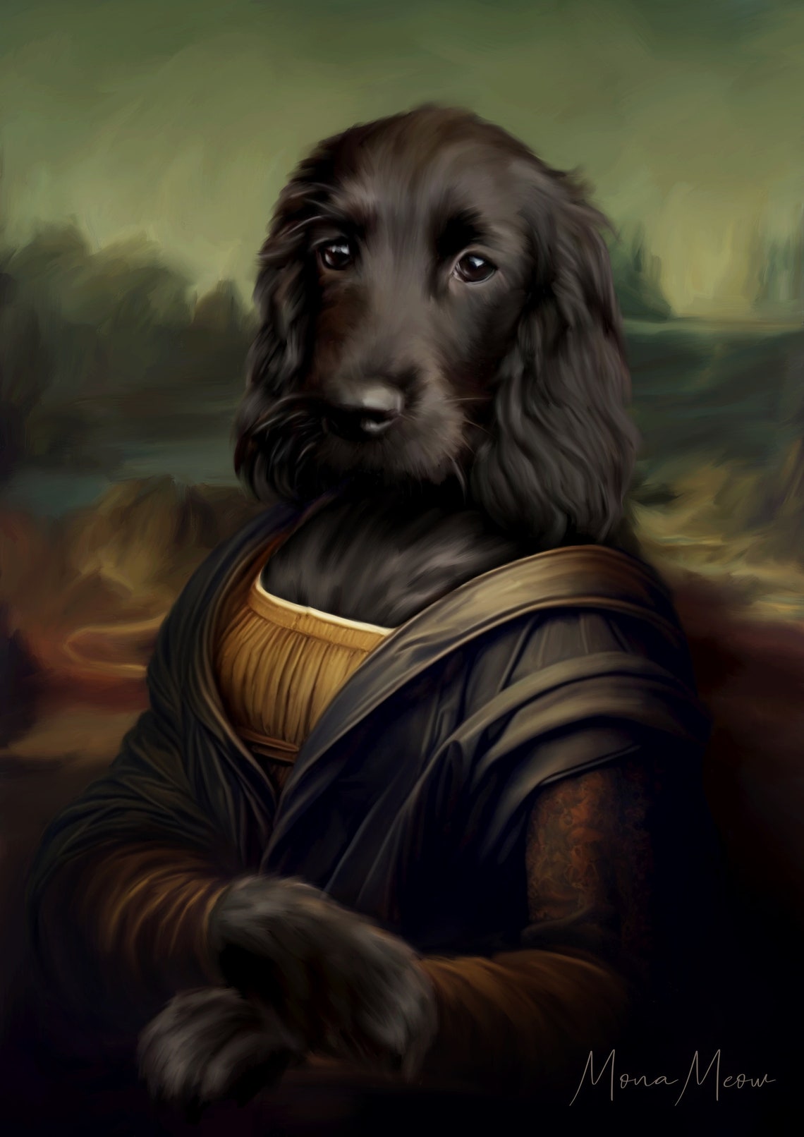 Mona Lisa Pet Portrait Pet Portrait Royal, Renaissance Animal Painting ...