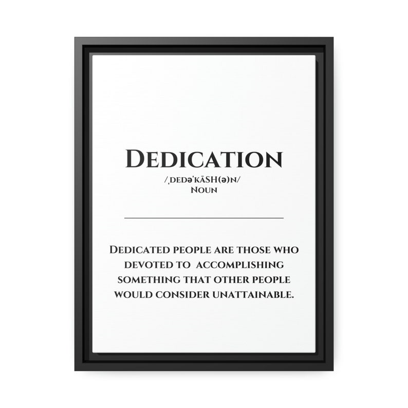 Dedication Definition Canvas - Etsy
