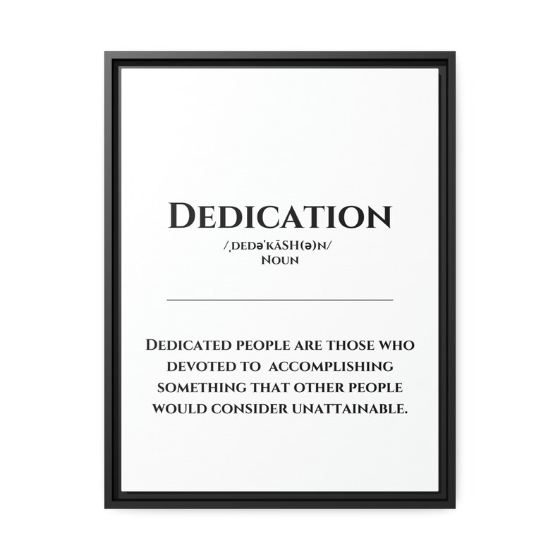 Dedication Definition Canvas - Etsy