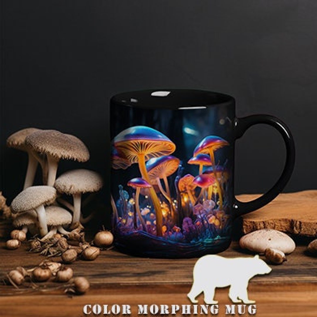 Magic Mushrooms, Coffee Mug, Bioluminescent Fungi, Color Morphing Mug ...