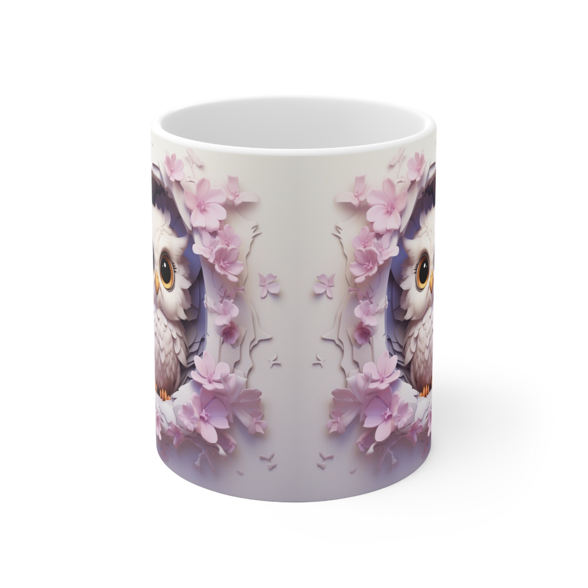 White Owl Floral, 3D Flowers, Adorable Cup, Cute Animal, Baby Bird ...