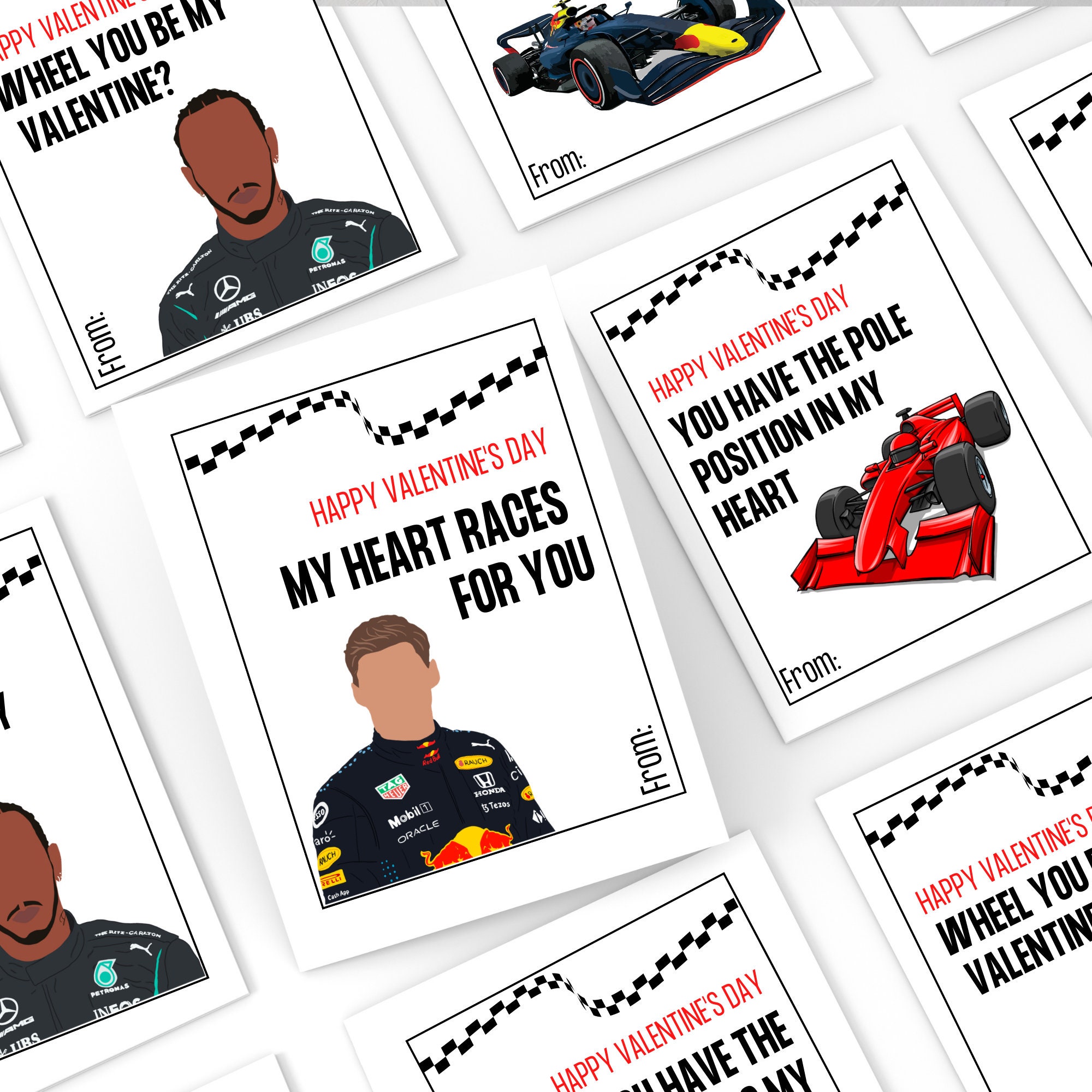 Formula 1 Valentines | Digital Download | Set of 4 Printable Valentines ...