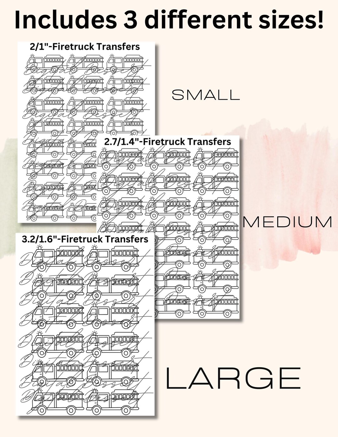 Fire Truck Transfer Sheet Digital Download - Etsy