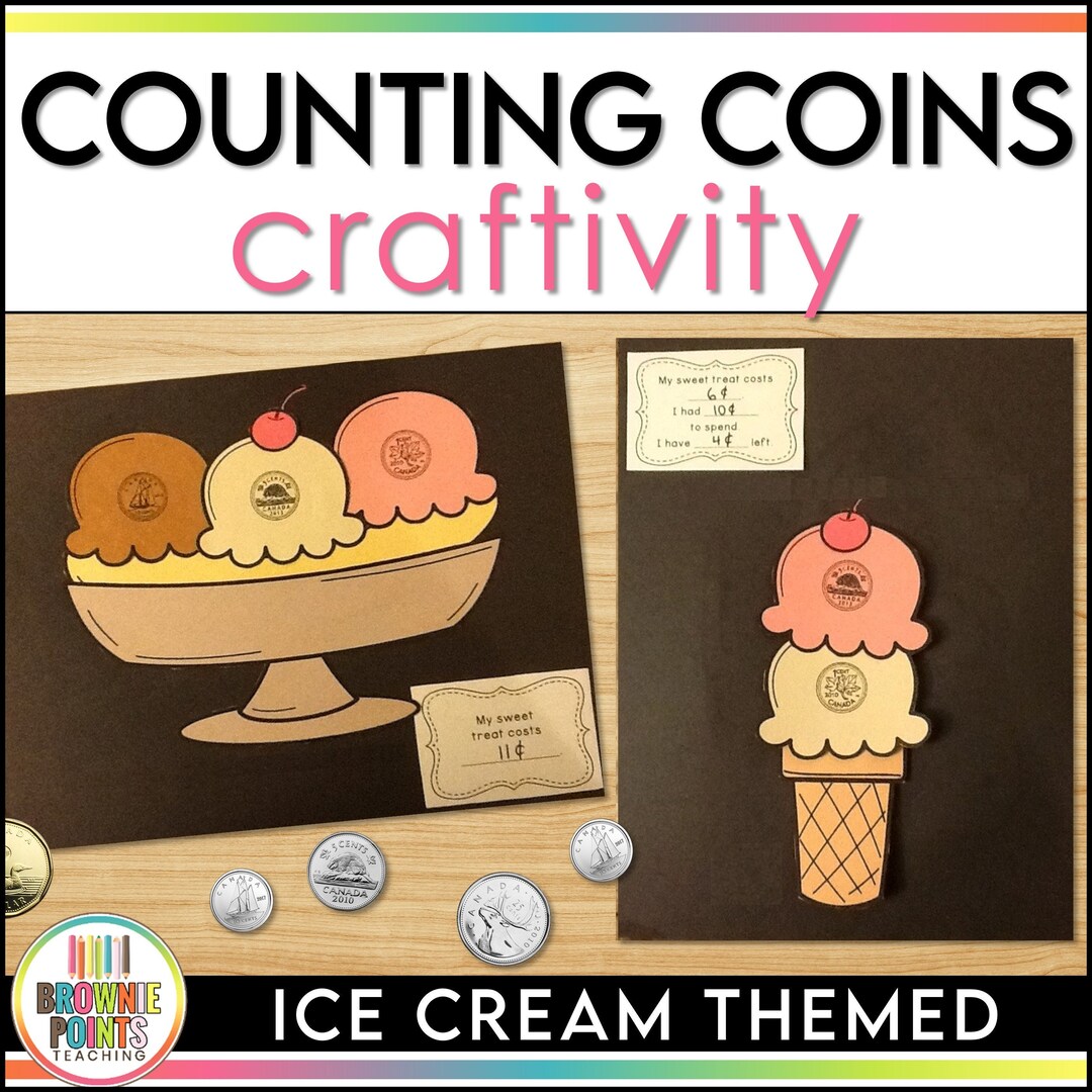 Financial Literacy | Counting Coins Money Craft - Ice Cream Themed - Etsy