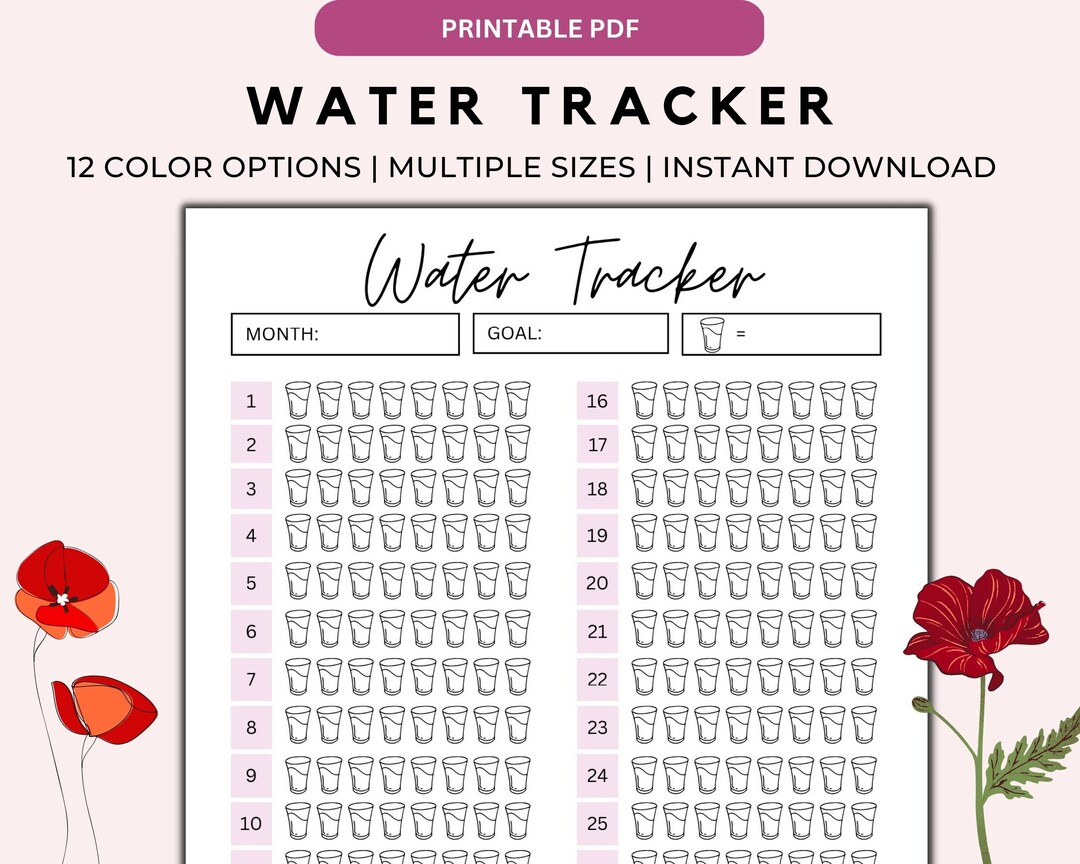 Water Tracker Printable, Best Printable, Planner, Planning, Daily ...