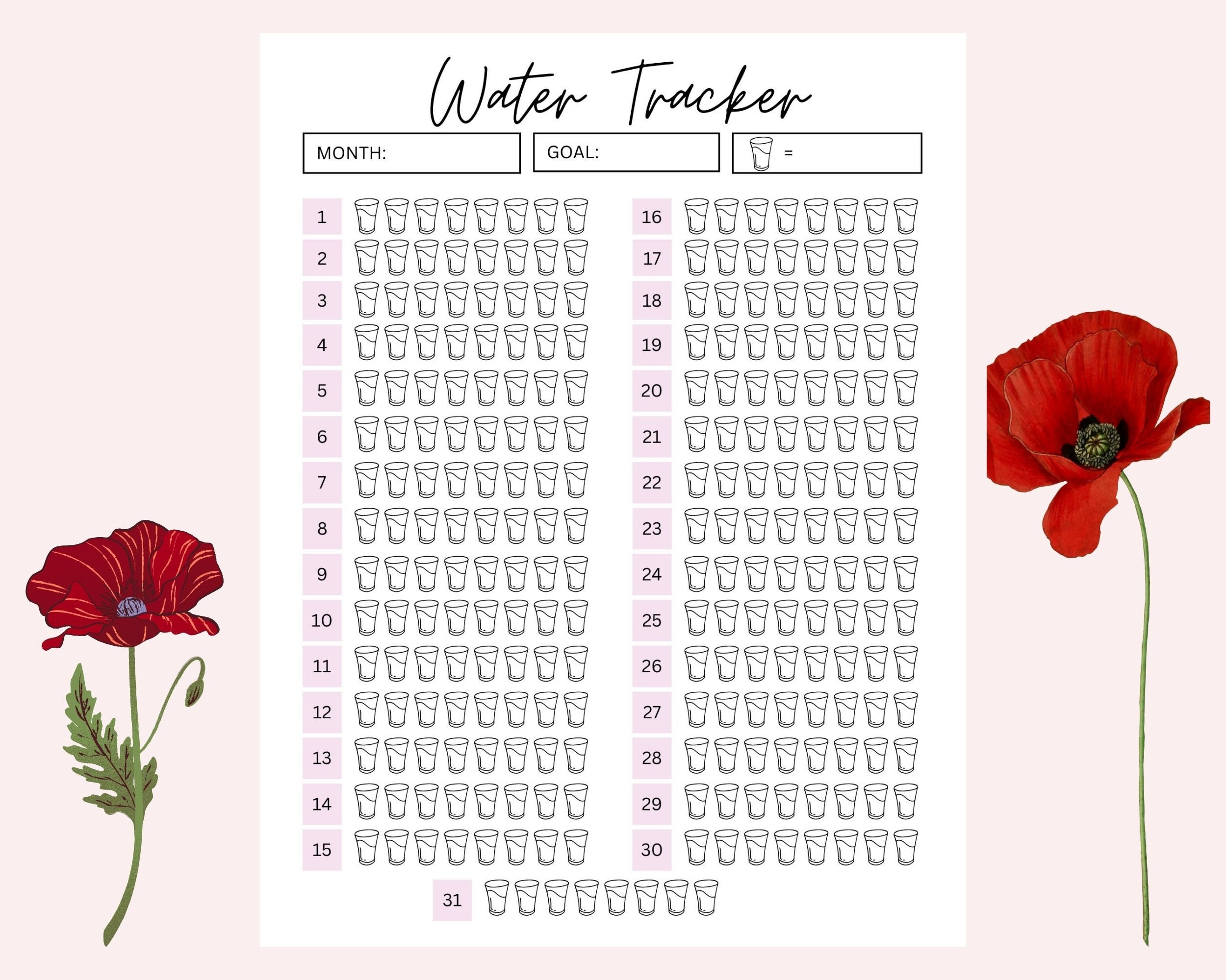 Water Tracker Printable, Best Printable, Planner, Planning, Daily ...