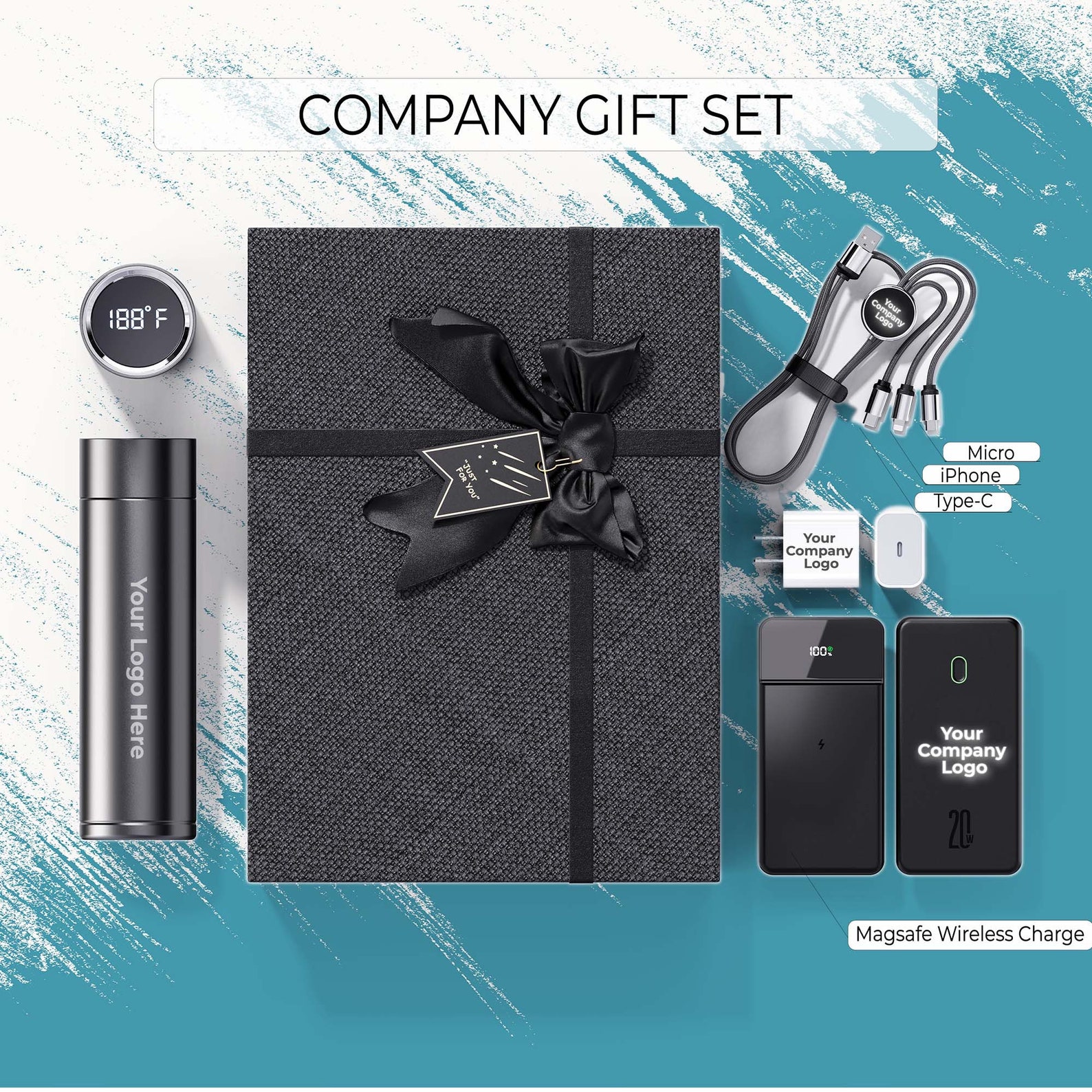 Company Tech Gift Box,corporate Gift Box,magsafe Power Bank With Logo,smart Thermos,charging ...