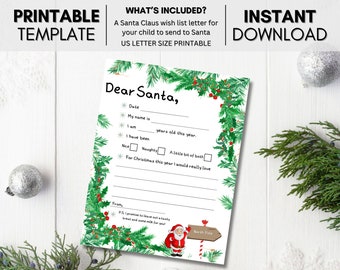 Printable Santa Letter for Kids Christmas Cards Kids Santa - Etsy