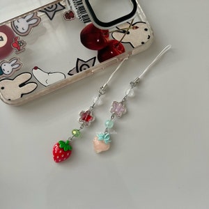 Strawberry Phone Charm Matching Strawberry Charms Keychain - Etsy