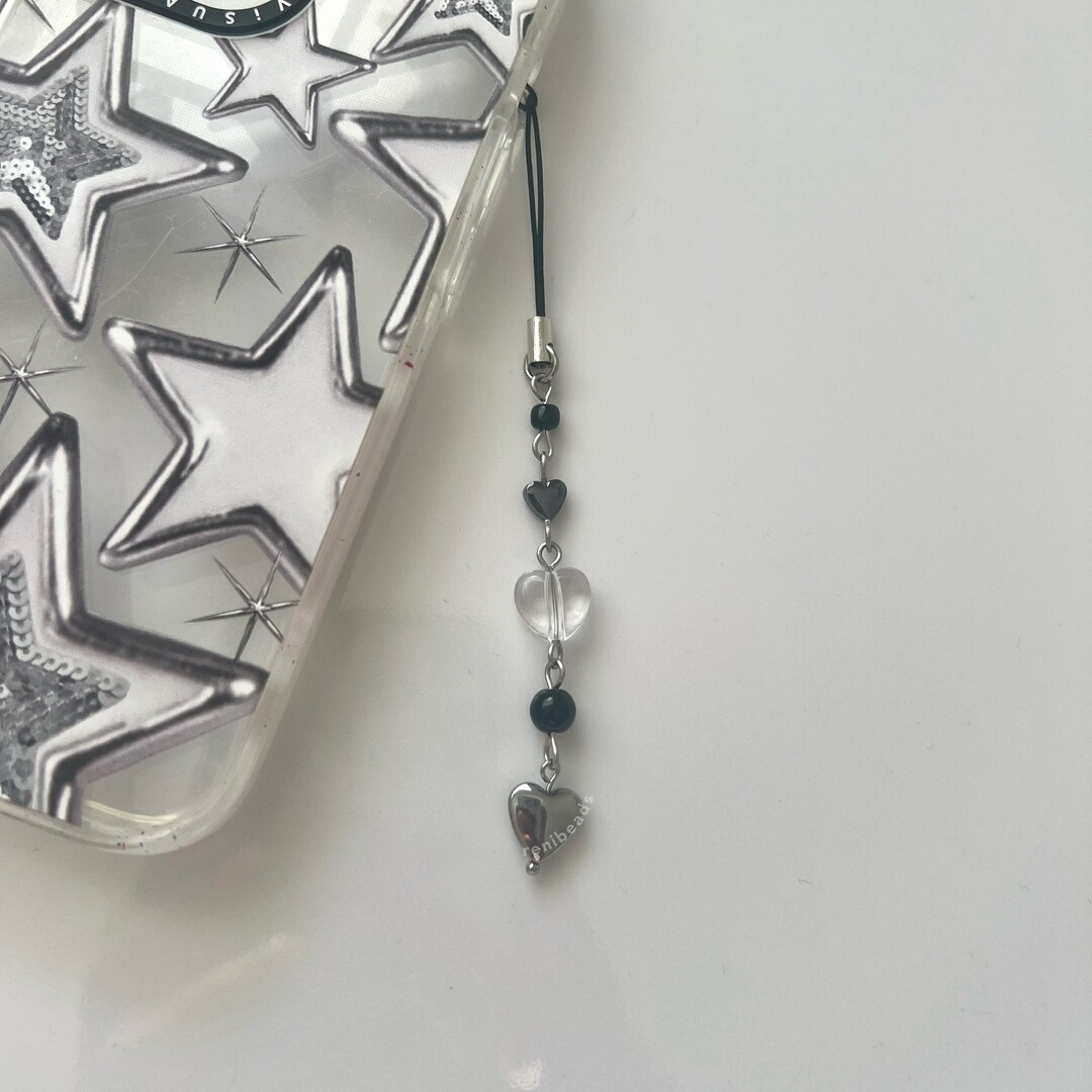 Silver Heart Phone Charm Keychain Gifts for Her Grunge Aesthetic ...