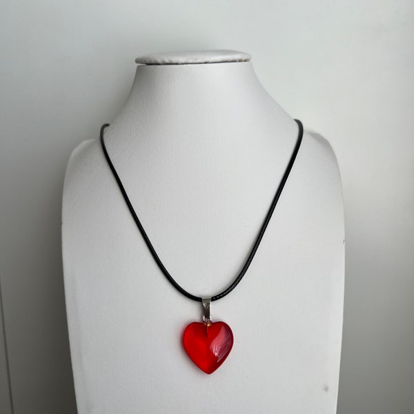 Red Heart Necklace - Etsy
