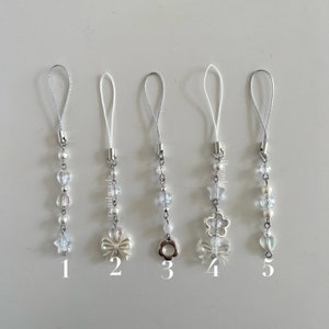 Simple Phone Charm Dainty Keychains, White Pearl Simple Coquette Y2k ...