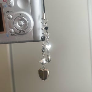 Y2k Silver Heart Chrome Phone Charm for Digi Cam Cute Cyber Core ...