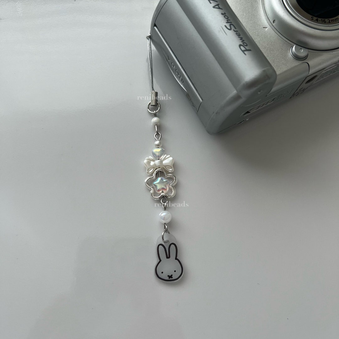 Bunny Phone Charm Coquette Heisei Retro Beaded Keychain Cute Y2k ...