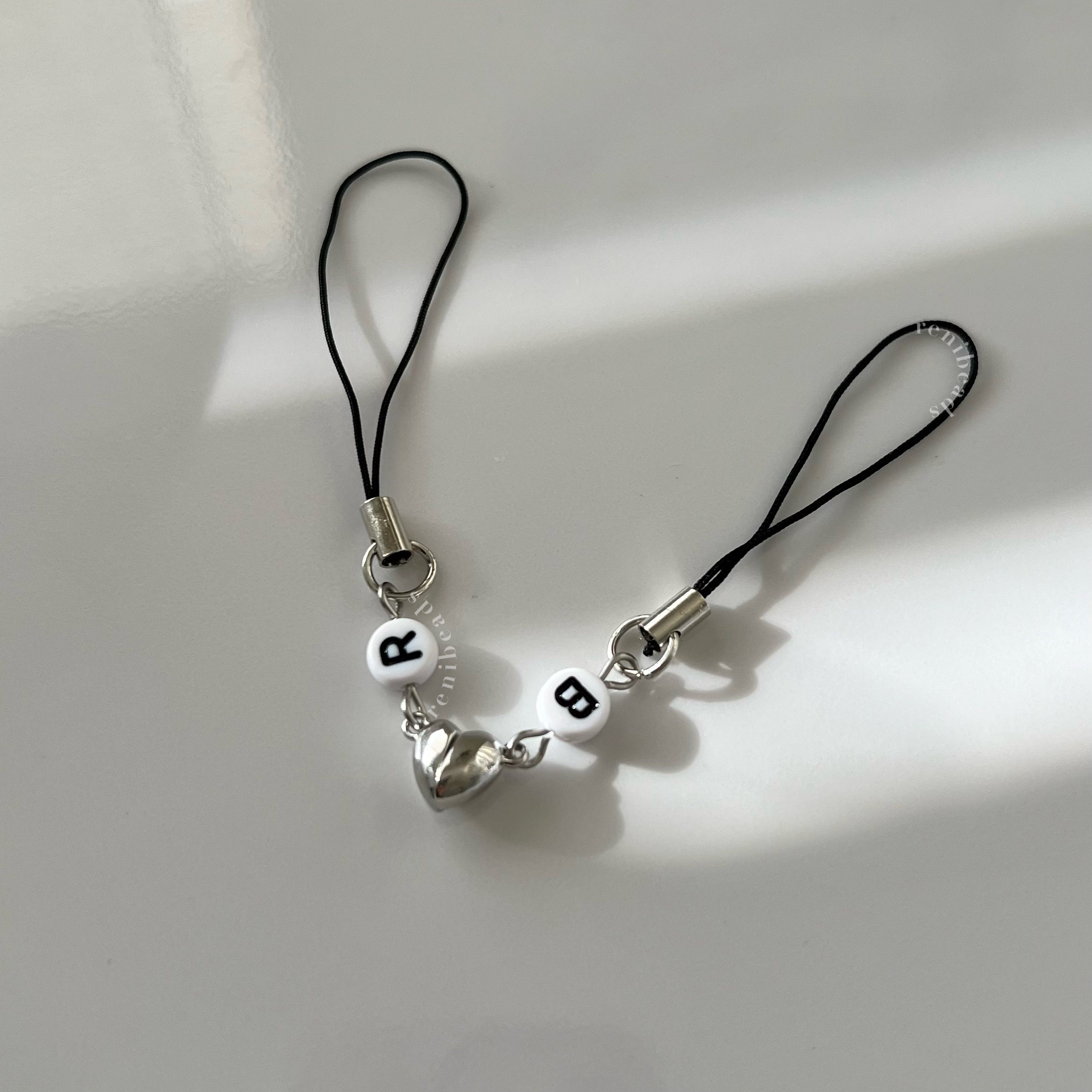 Personalized Matching Phone Charm Couple Keychain Custom Letter Charm ...