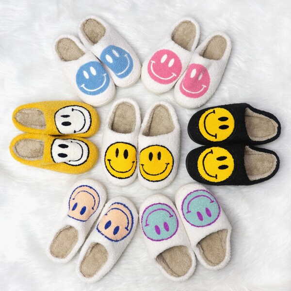 Smiley Face Slippers - Etsy