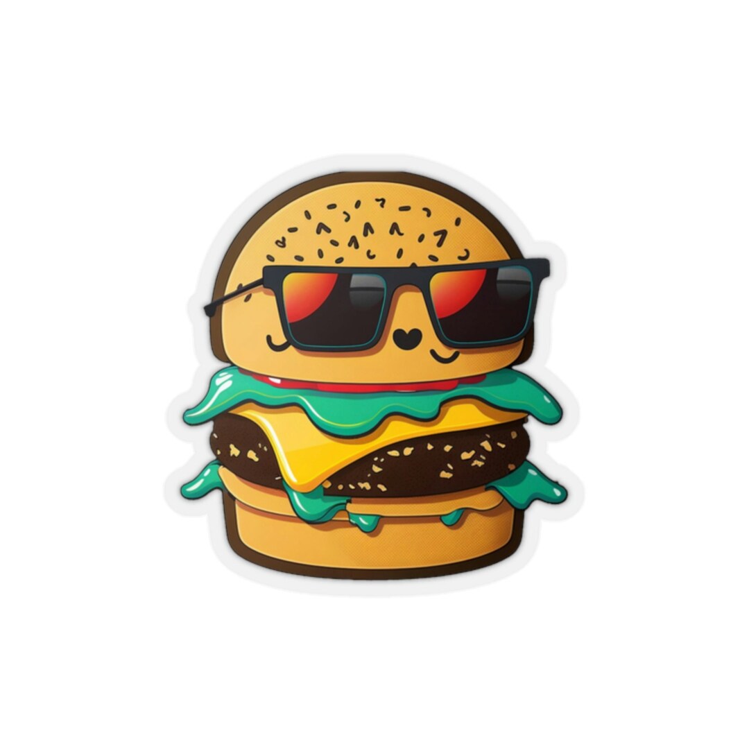Cool Cheeseburger Sticker Burger Sticker Sandwich Sticker Funny Sticker ...