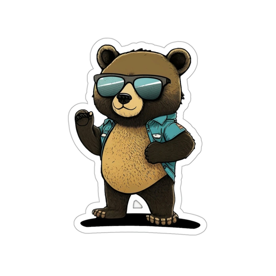 Cool Bear Sticker Stylish Bear Hipster Bear Retro Bear Teddy Bear With ...
