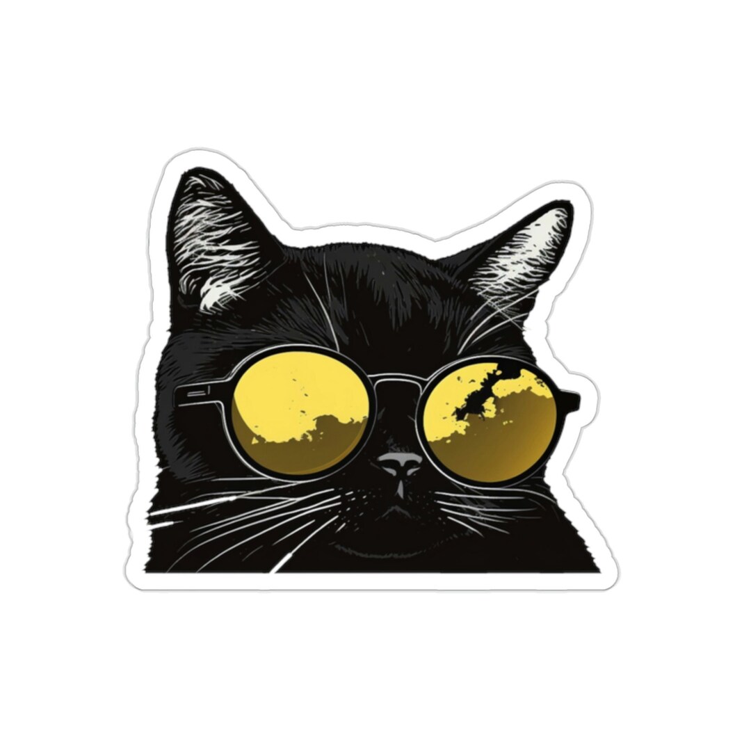 Cool Cat Sticker Black Cat Stickers Cat Funky Cat Groovy Cat Cartoon ...
