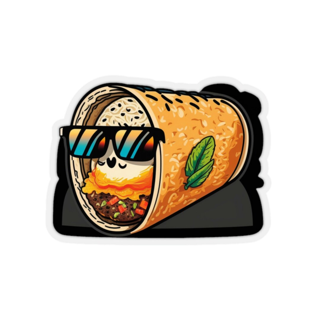 Cool Burrito Sticker Food With Sunglasses Sticker Funny Sticker Snazzy ...