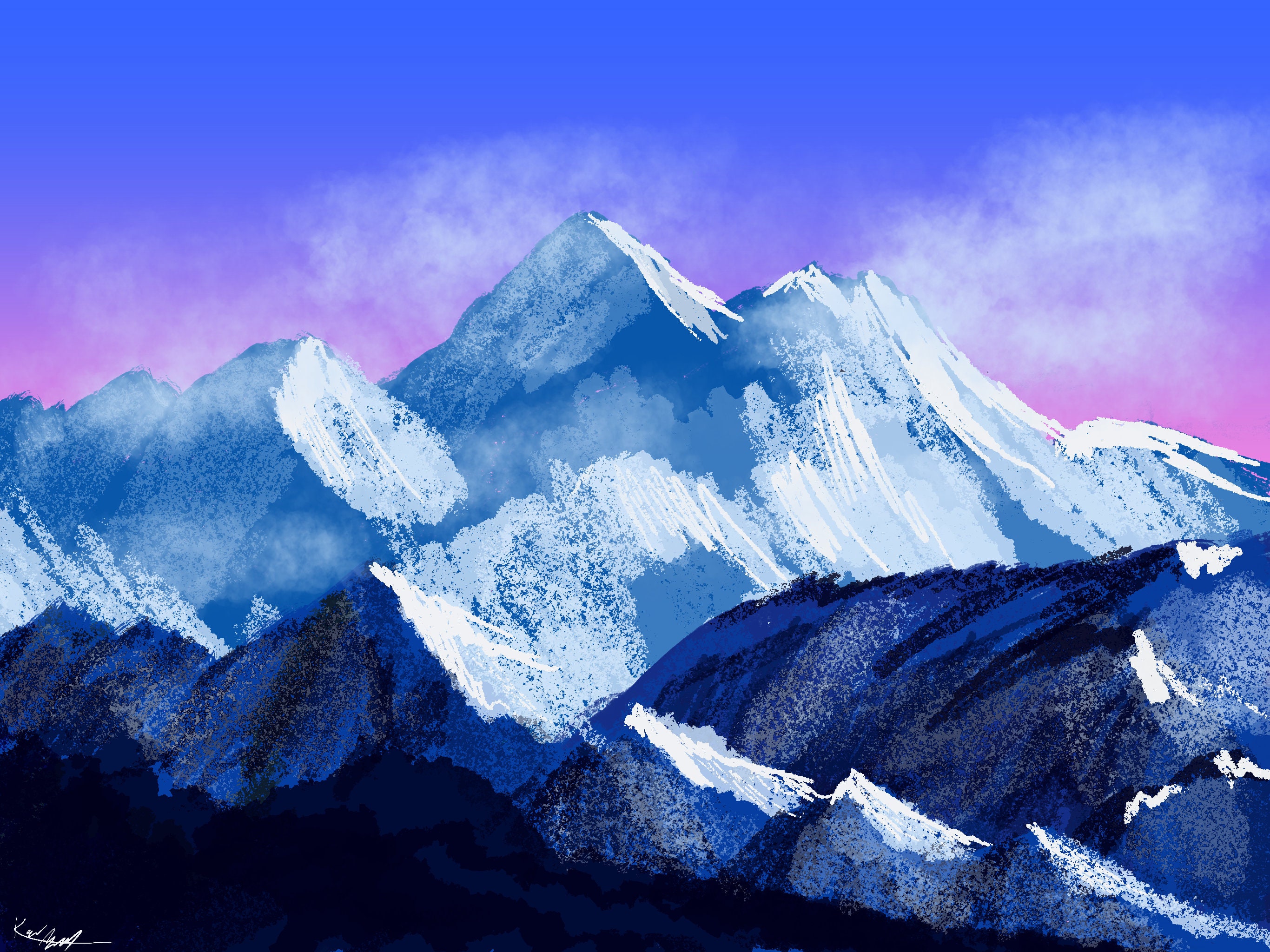 Himalayan Mountains Drawing - Etsy