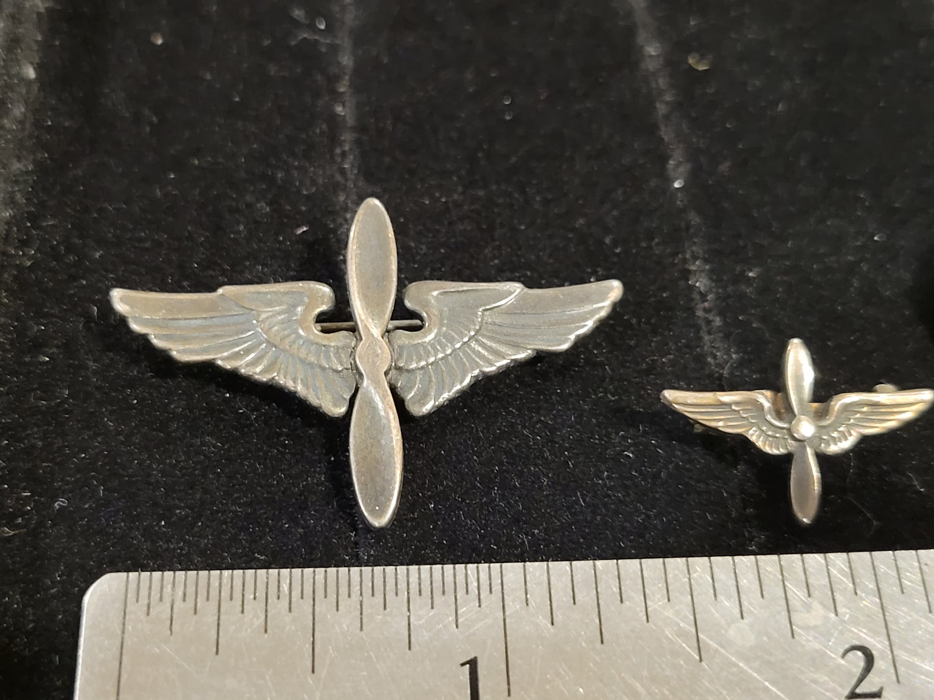 WWII Prop and Wings 2 Sterling Silver Pins and a Silver Tone Ring - Etsy