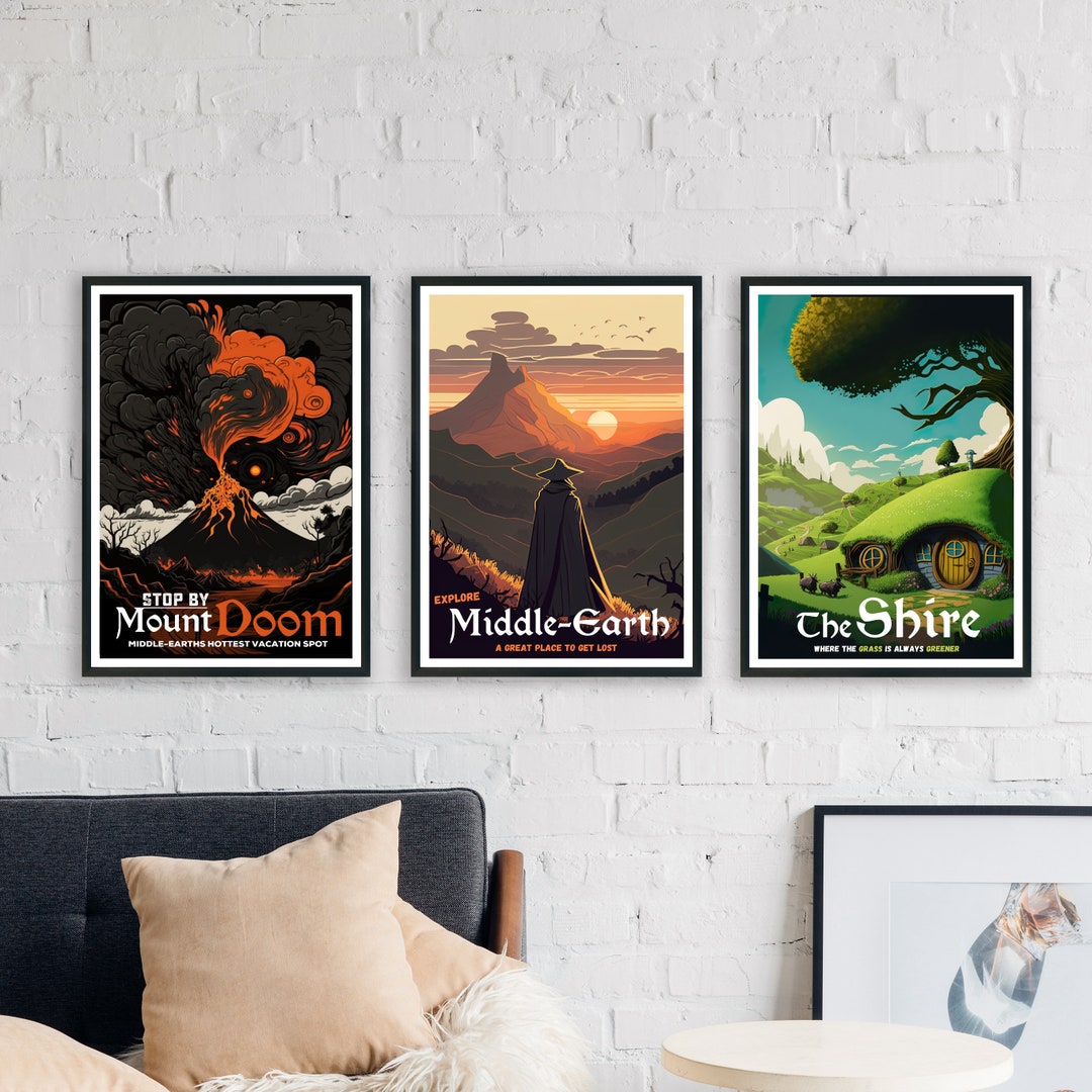 Lord of the Rings Poster Set Mount Doom, Middle Earth, the Shire ...