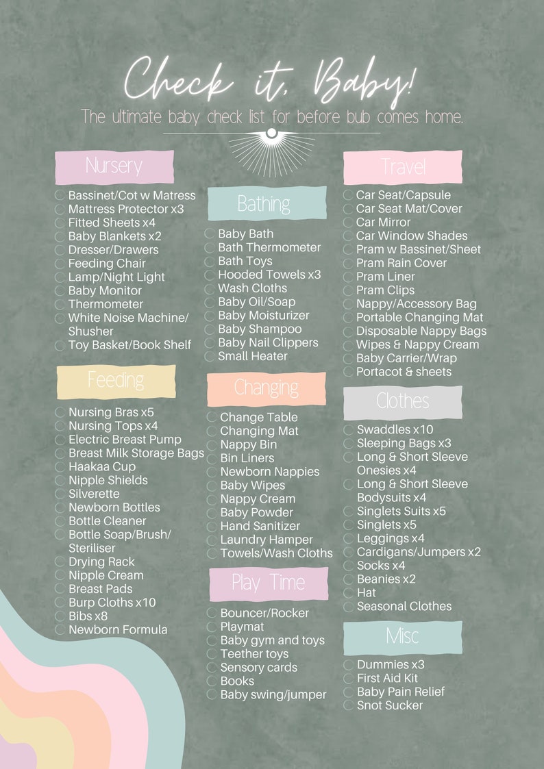 The Ultimate Baby Check List - Download Only - Gender Natural Colours ...