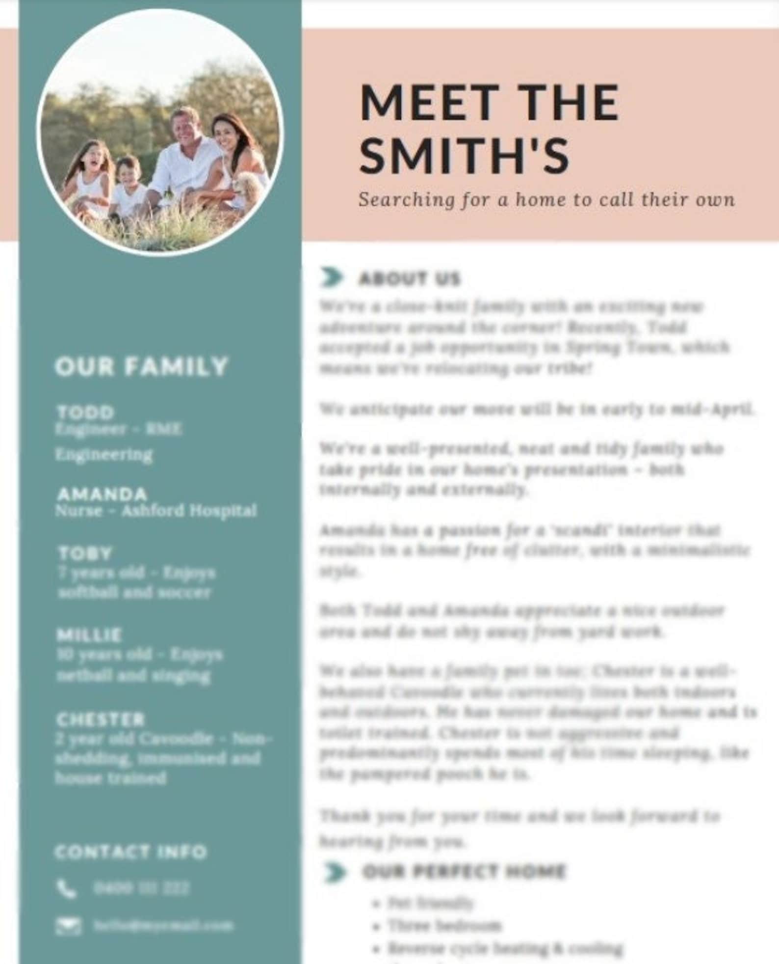 Personalised Rental Cover Letter - Tenant Resume - Rental Application ...