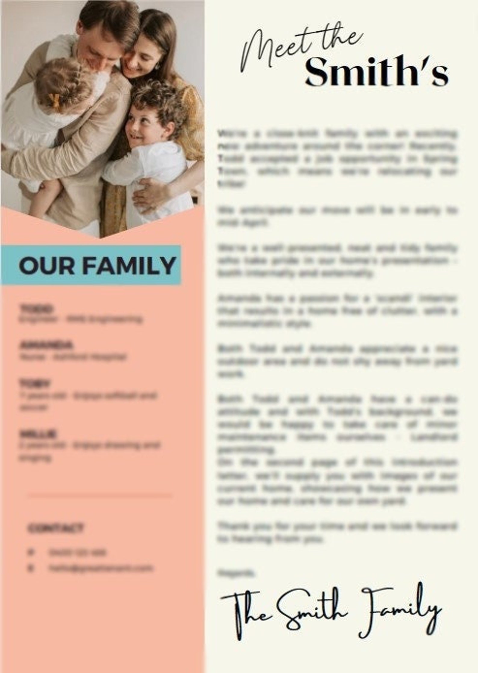Personalised Rental Cover Letter - Tenant Resume - Rental Application ...
