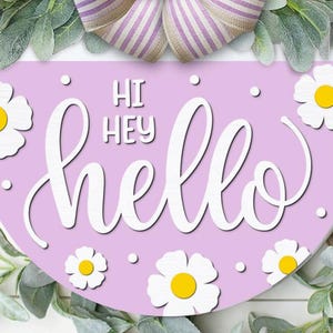 Spring Wood Door Hanger SVG Floral Welcome Round Sign SVG Hi Hey Hello ...