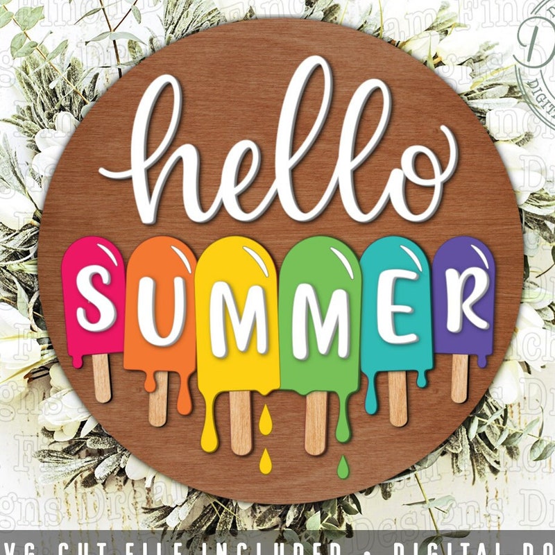 Round Wood Summer Sign - Etsy