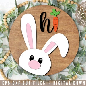 Easter Bunny Doorhanger SVG Bunny Hi SVG Easter Door Hanger SVG ...