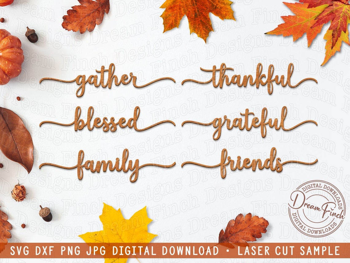 Fall Words SVG PNG JPG Dxf Cut Files Thanksgiving Words - Etsy