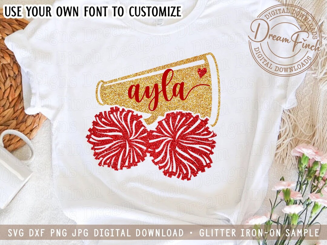 Cheerleader SVG DXF Cut Files JPG Png Printable Files Megaphone With ...