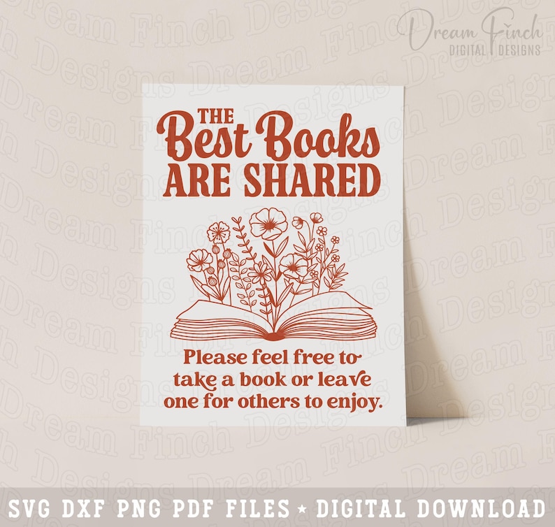 Little Free Library Sign SVG DXF PDF Png, Floral Books Svg, Little ...