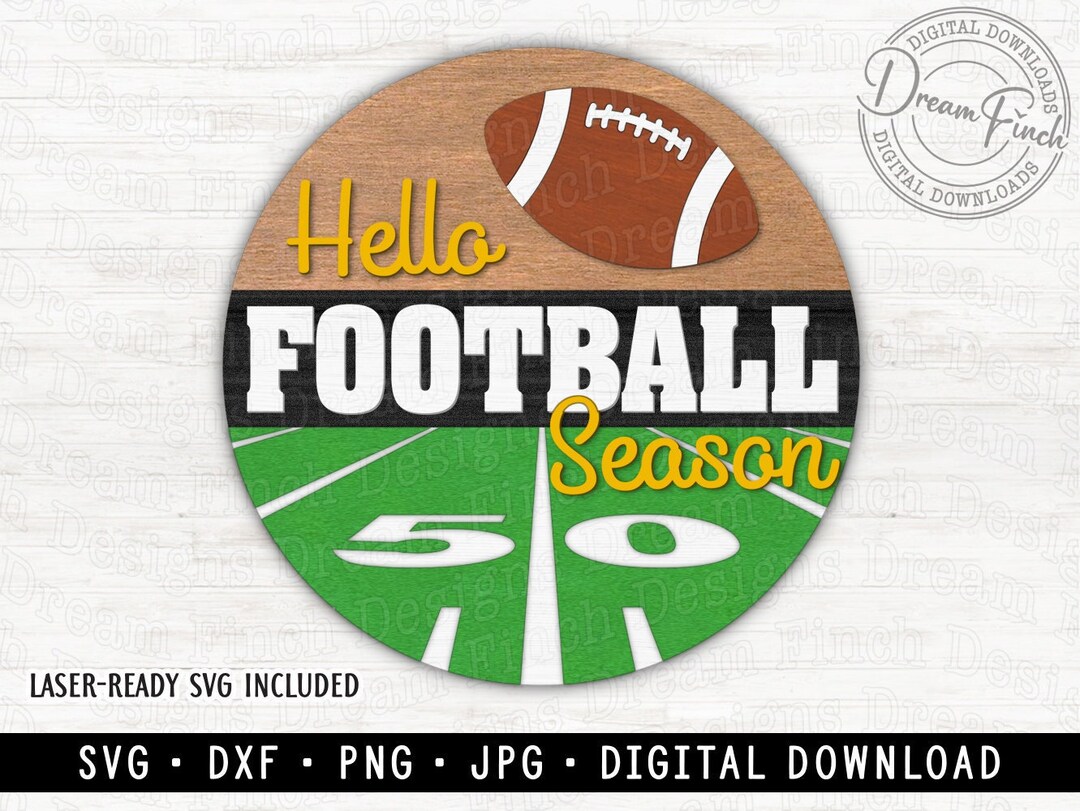 Hello Football Season SVG DXF JPG Png Football Door Hanger 50 - Etsy