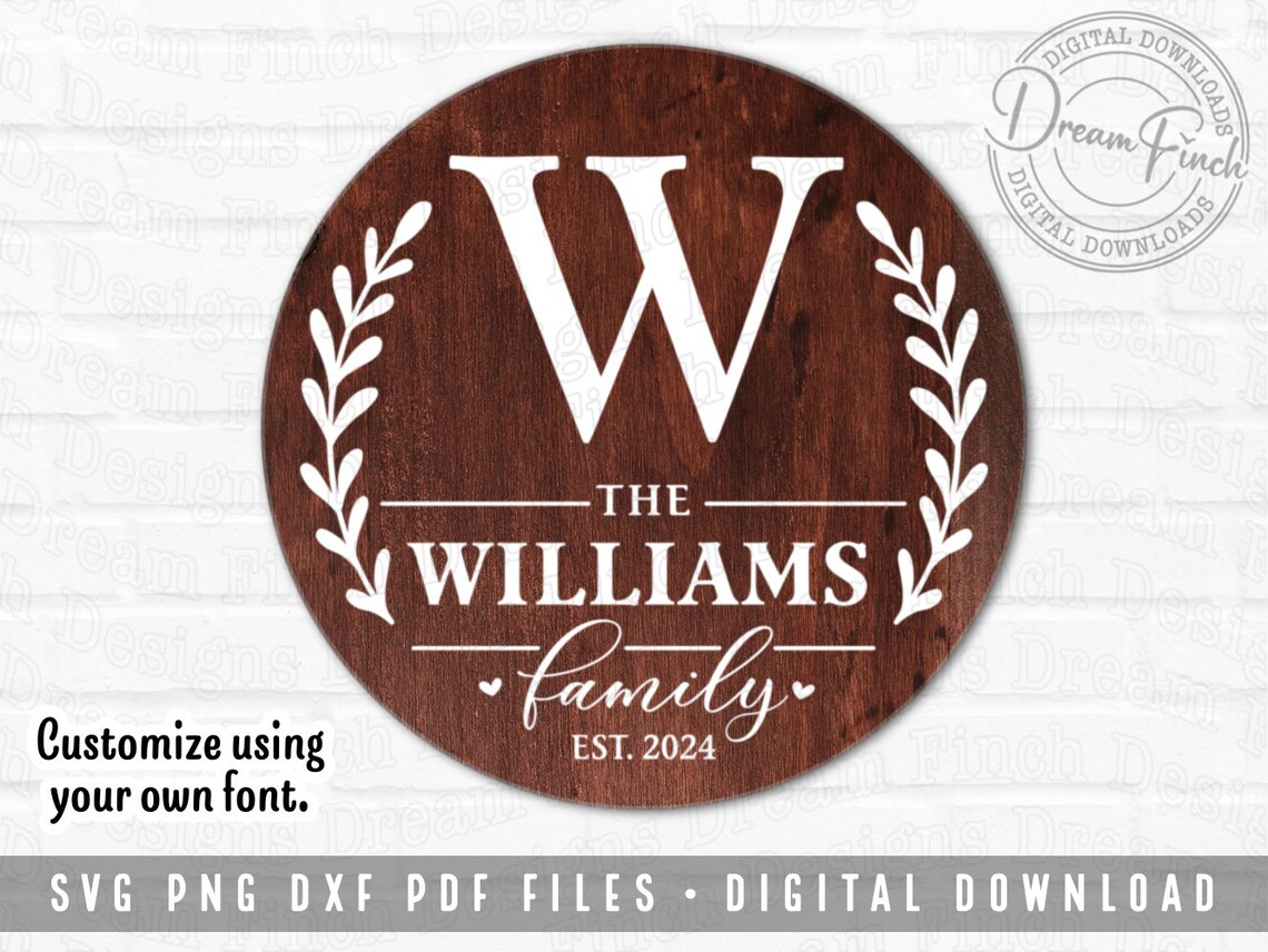 Family Initial Last Name SVG DXF PNG Pdf Cut and Printable Files for ...