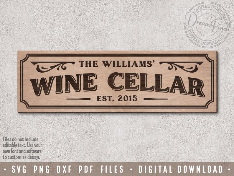 Wine Cellar Sign SVG DXF PDF Png Files for Customizable Cellar Sign ...
