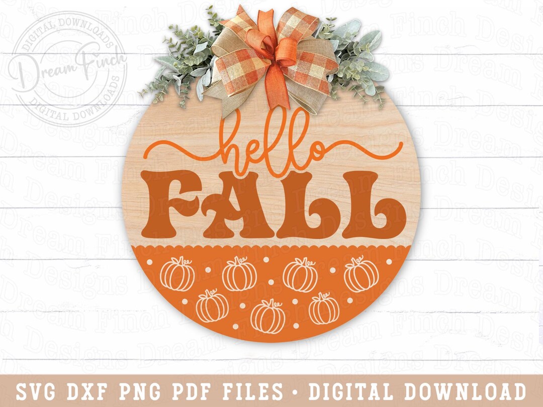 Hello Fall Doorhanger SVG • Fall Round Sign SVG • Fall Welcome Sign ...
