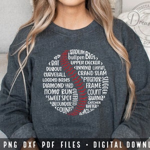 Baseball Words SVG PNG DXF Pdf • Baseball Svg • Baseball Typography ...