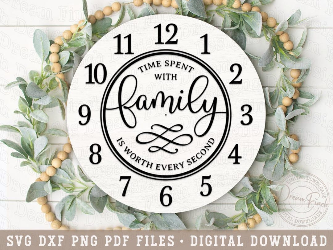 Family Time Clock Face SVG: Laser Cut File, Arabic Numbers (digital ...
