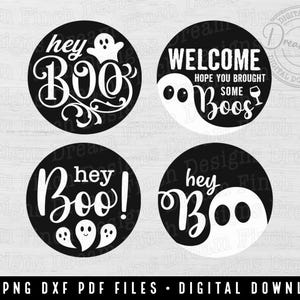 Hey Boo Door Hanger Bundle SVG DXF PDF Png Halloween Welcome Sign ...