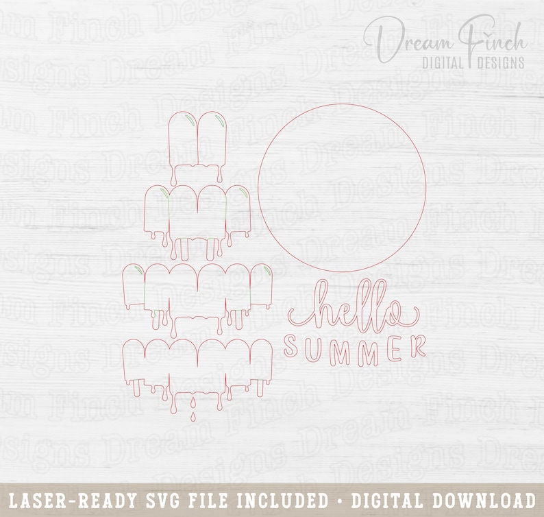 Hello Summer Popsicle Drip SVG DXF PNG Pdf Cut Files for Doorhanger ...