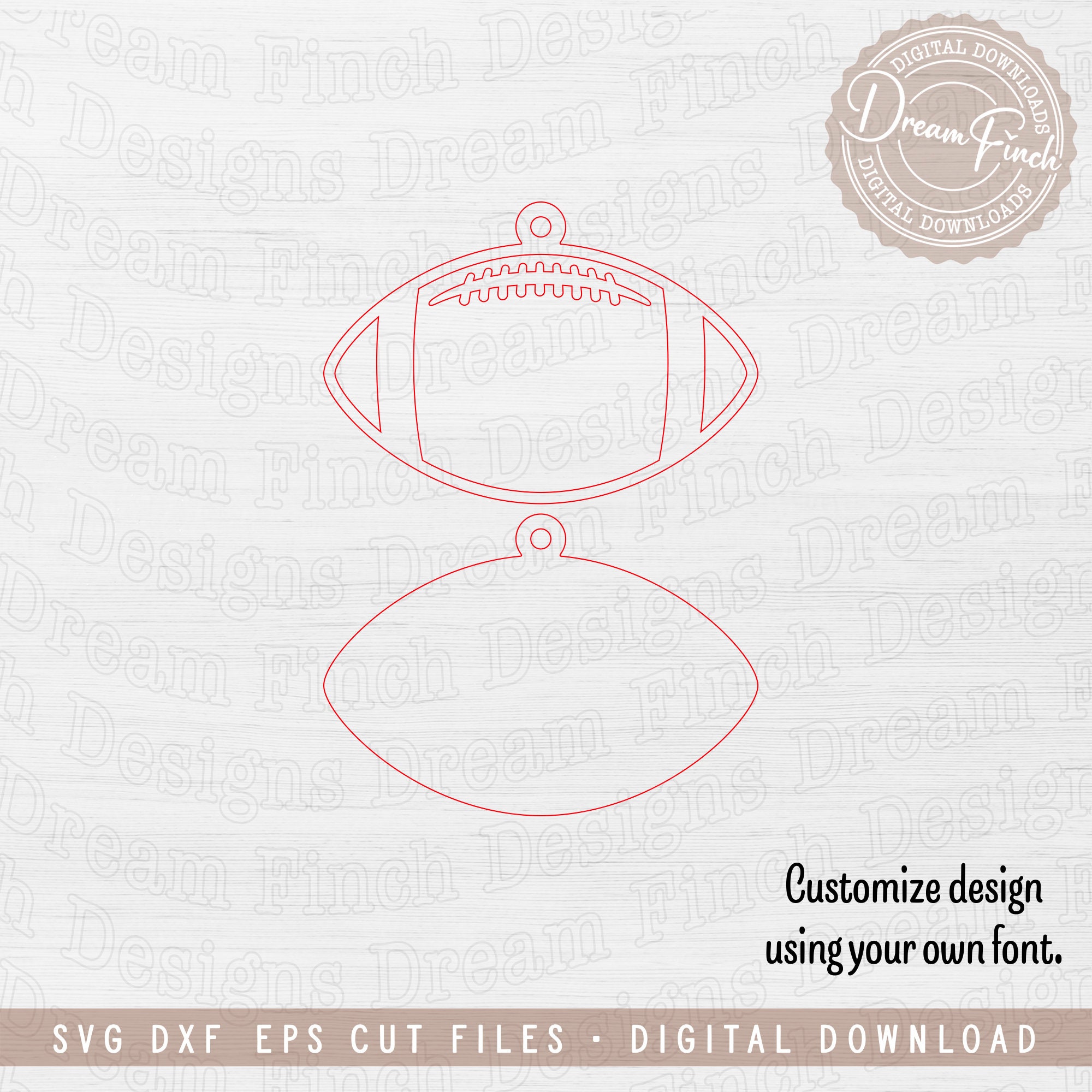 Football Ornament SVG DXF EPS Cut Files • Football Gift Tag • Glowforge ...
