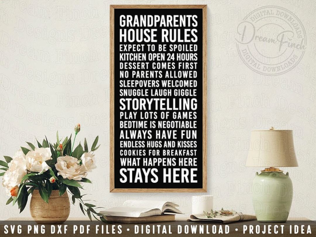 Grandparent House Rules SVG DXF PDF Pdf Subway Sign Cut & Printable Files • Grandma Grandpa's ...