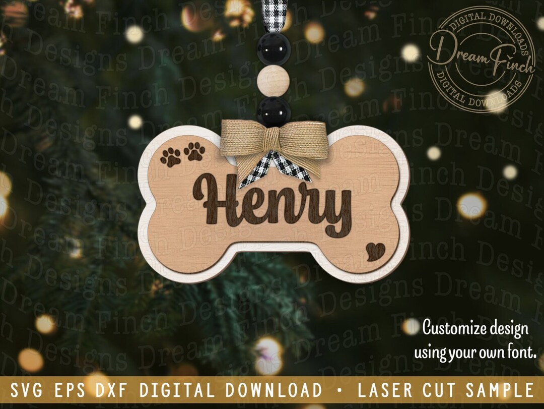 Dog Bone Christmas Ornament SVG EPS DXF Cut Files for Glowforge and ...