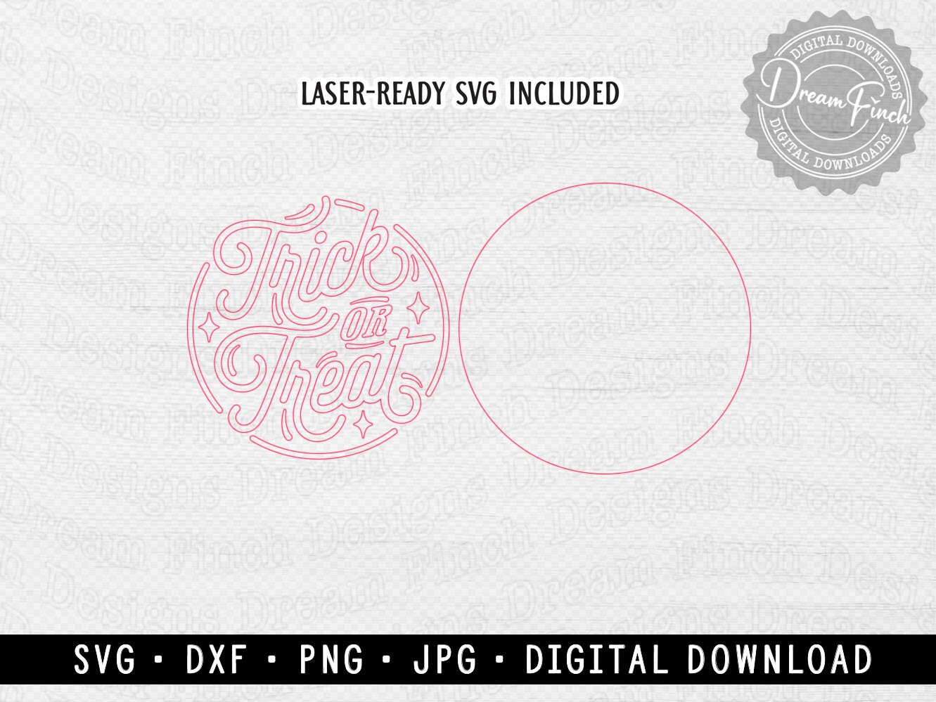 Trick or Treat Round SVG DXF Cut Files PNG Jpg for Halloween - Etsy